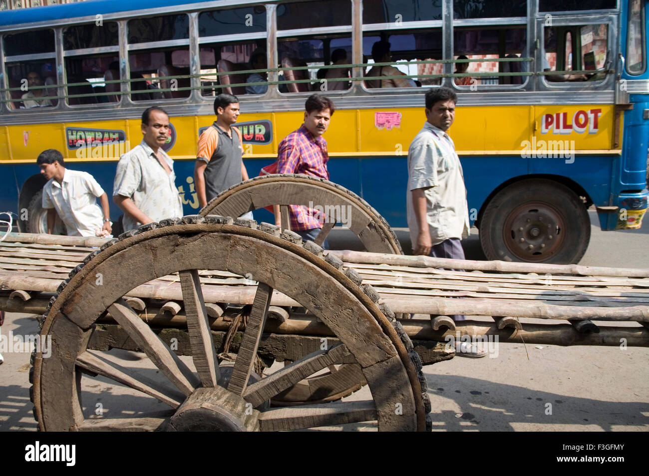 Street Scene ; local transportation ; Calcutta Kolkata ; West Bengal ...