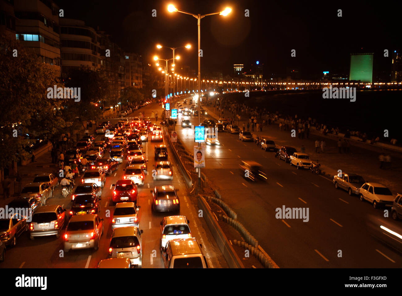 Marine drive at Night ; Mumbai Bombay ; Maharashtra ; India ; Asia ...