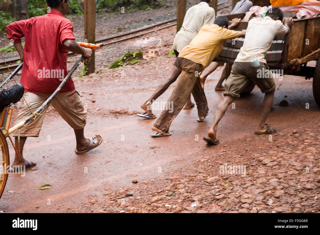 Use of hand cart on hill station ; Matheran ; Maharashtra ; India Stock ...