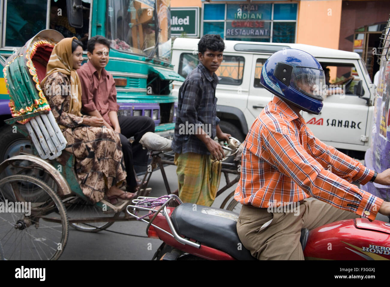 traffic bike car bus rickshaw, Dacca, Dhaka, Bangladesh, Asia Stock ...