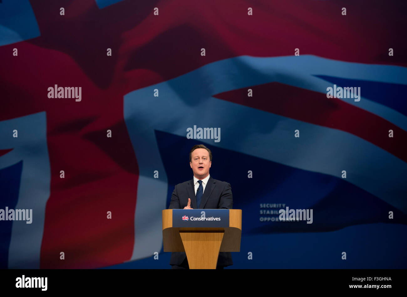 Manchester, UK. 7th October 2015. British Prime Minister David Cameron ...