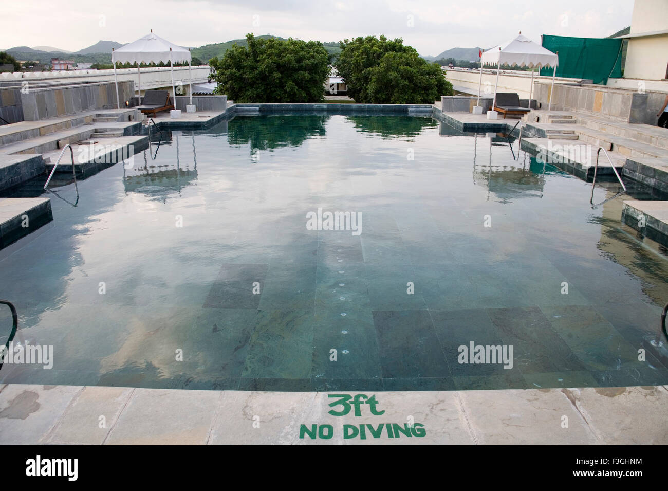 Empty swimming pool in hotel Stock Photo - Alamy