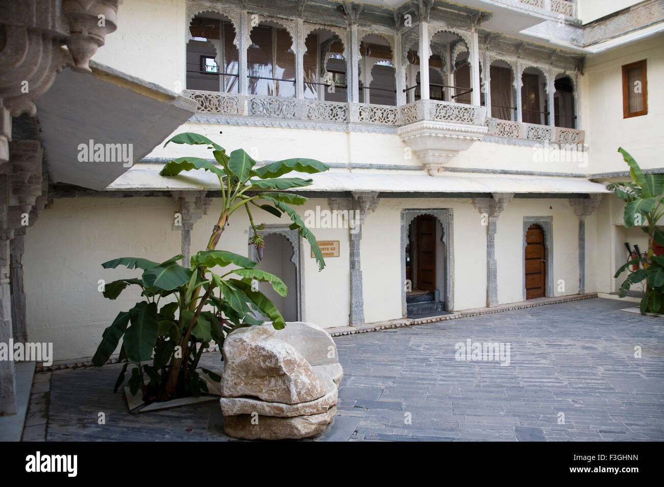Balconies and royal courtyard enjoy luxury royal setup rich palace ...