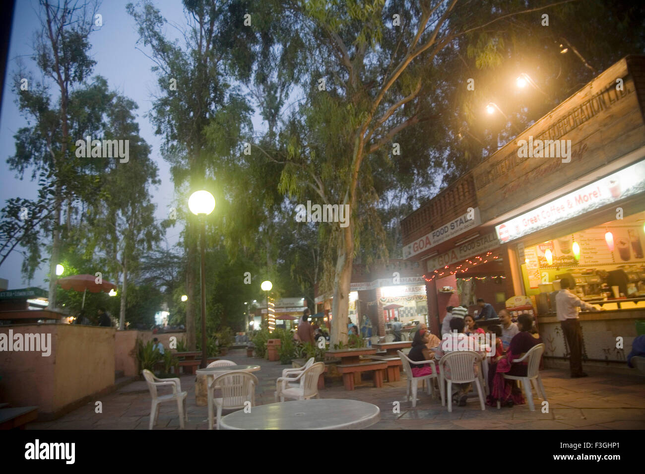 Dilli Haat garden restaurant in evening ; Delhi ; India Stock Photo - Alamy