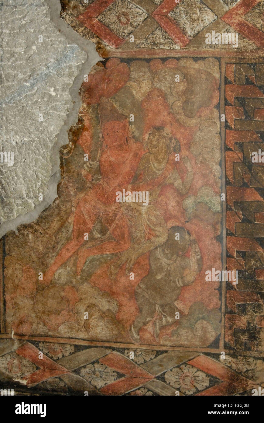 Fresco in cave no 32 ; Ellora ; district Aurangabad ; Maharashtra ...