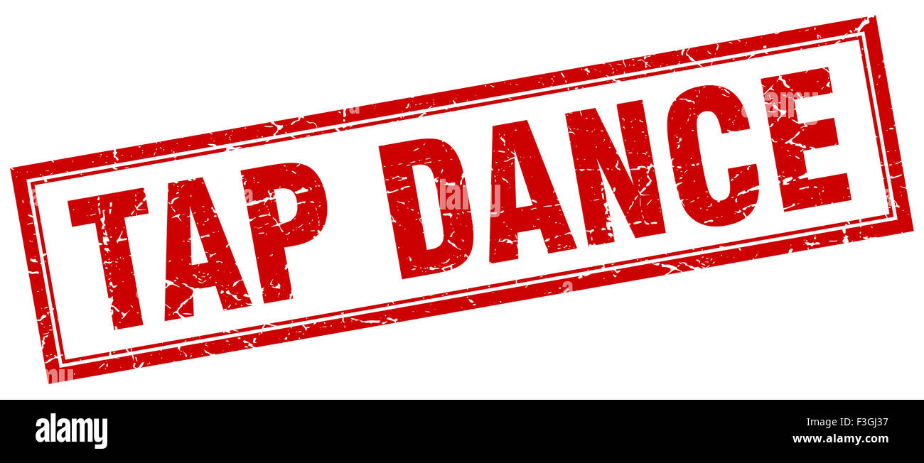tap dance red square grunge stamp on white Stock Photo - Alamy
