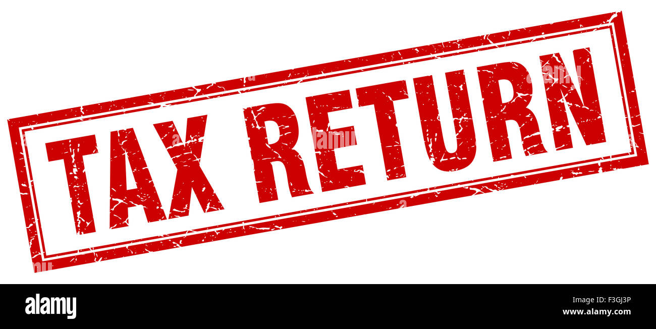tax return red square grunge stamp on white Stock Photo - Alamy