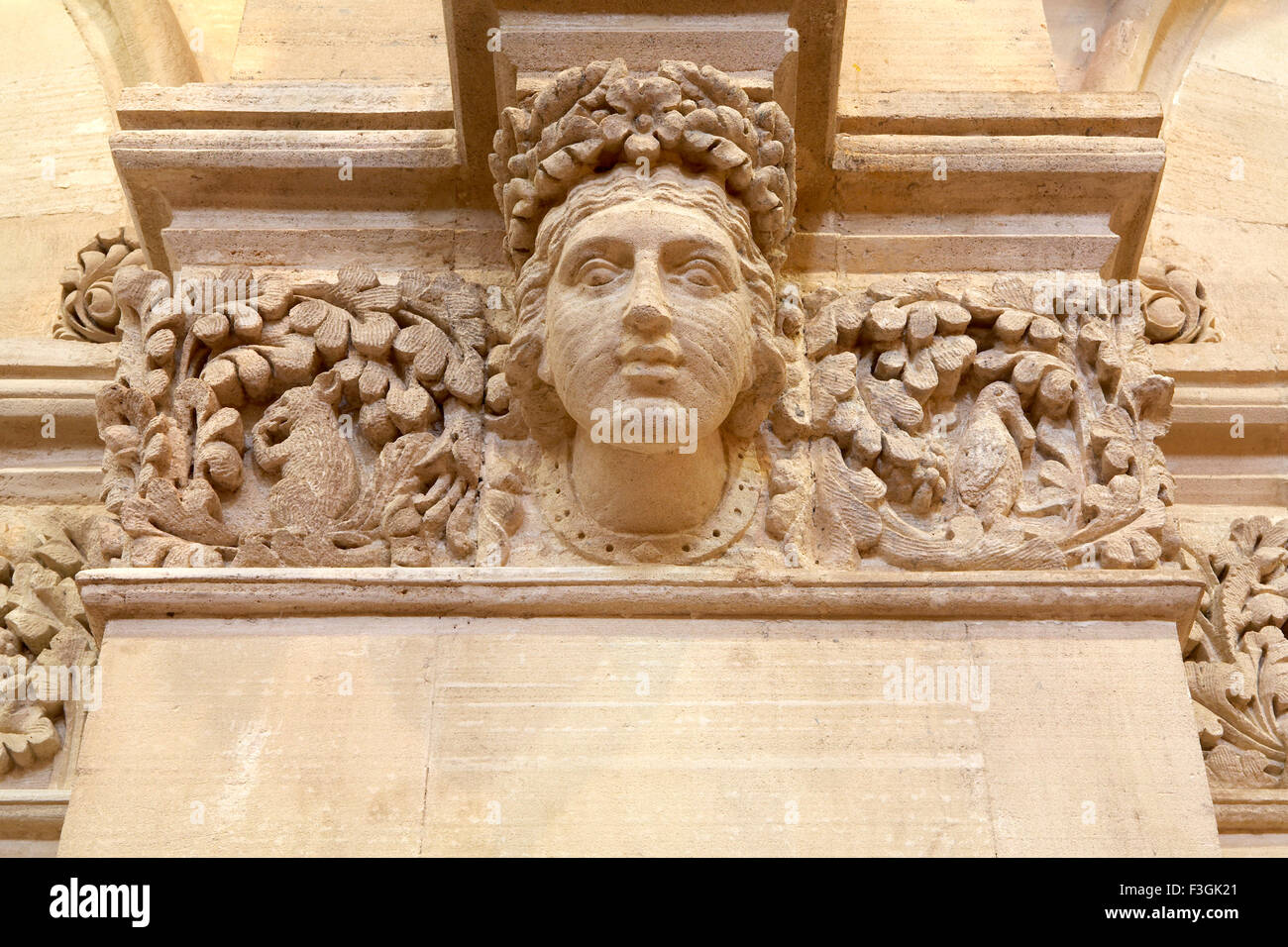 Sculpted decorative stone figures at the Mumbai University Convocation ...