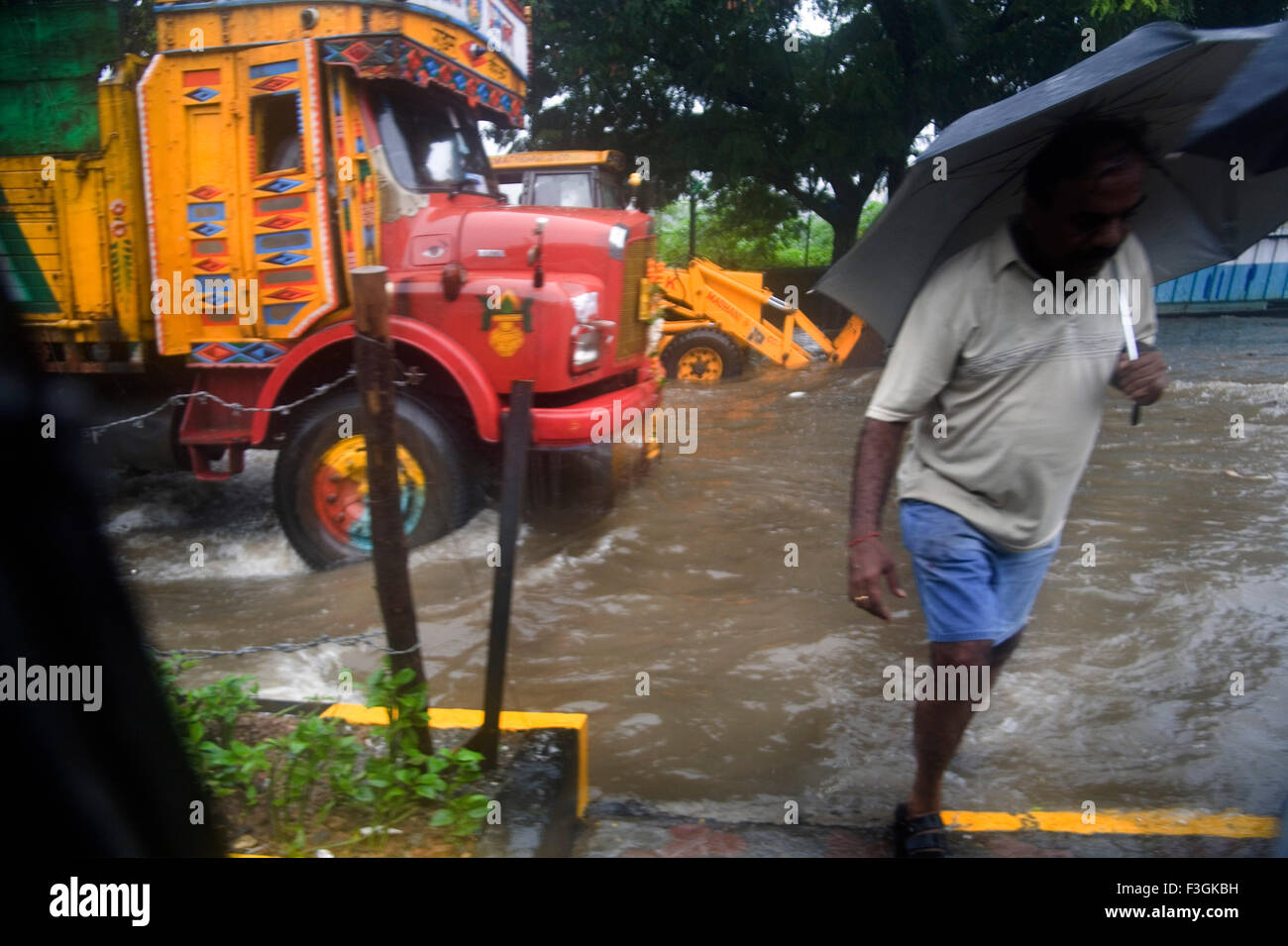 Season Monsoon ; Heavy raining and water logging on Suburb road dated ...