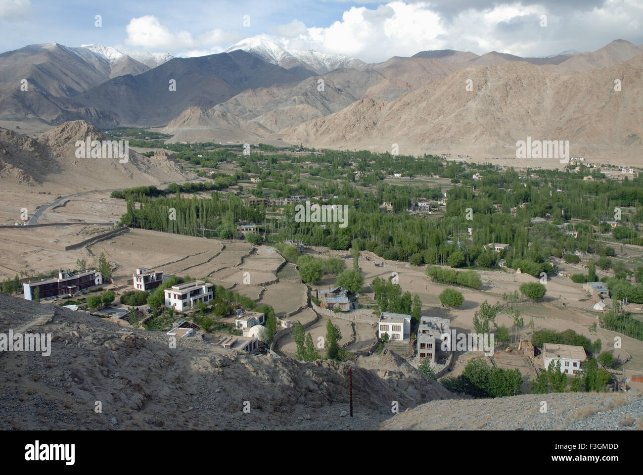 Aerial view of landscape ; Leh ; Ladakh ; Jammu & Kashmir ; India Stock ...