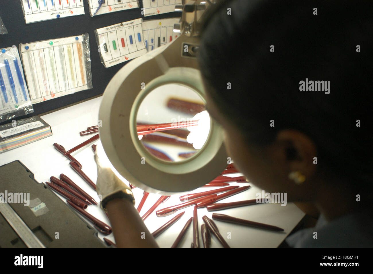 Linc pen factory, quality checking, Goa, India, Asia Stock Photo - Alamy