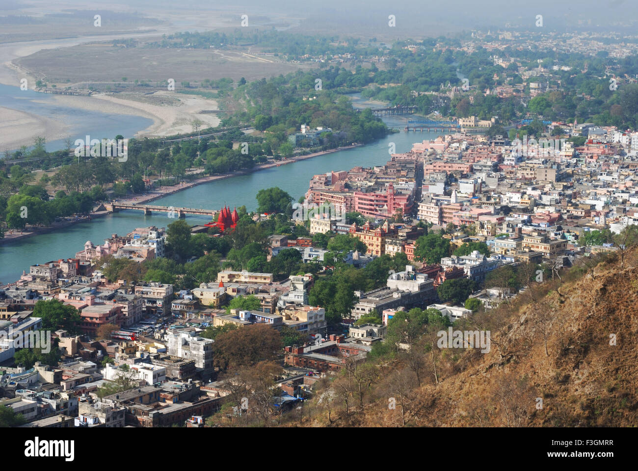 Aerial view of Har Ki Pauri ; Haridwar ; Uttar Pradesh ; India Stock ...