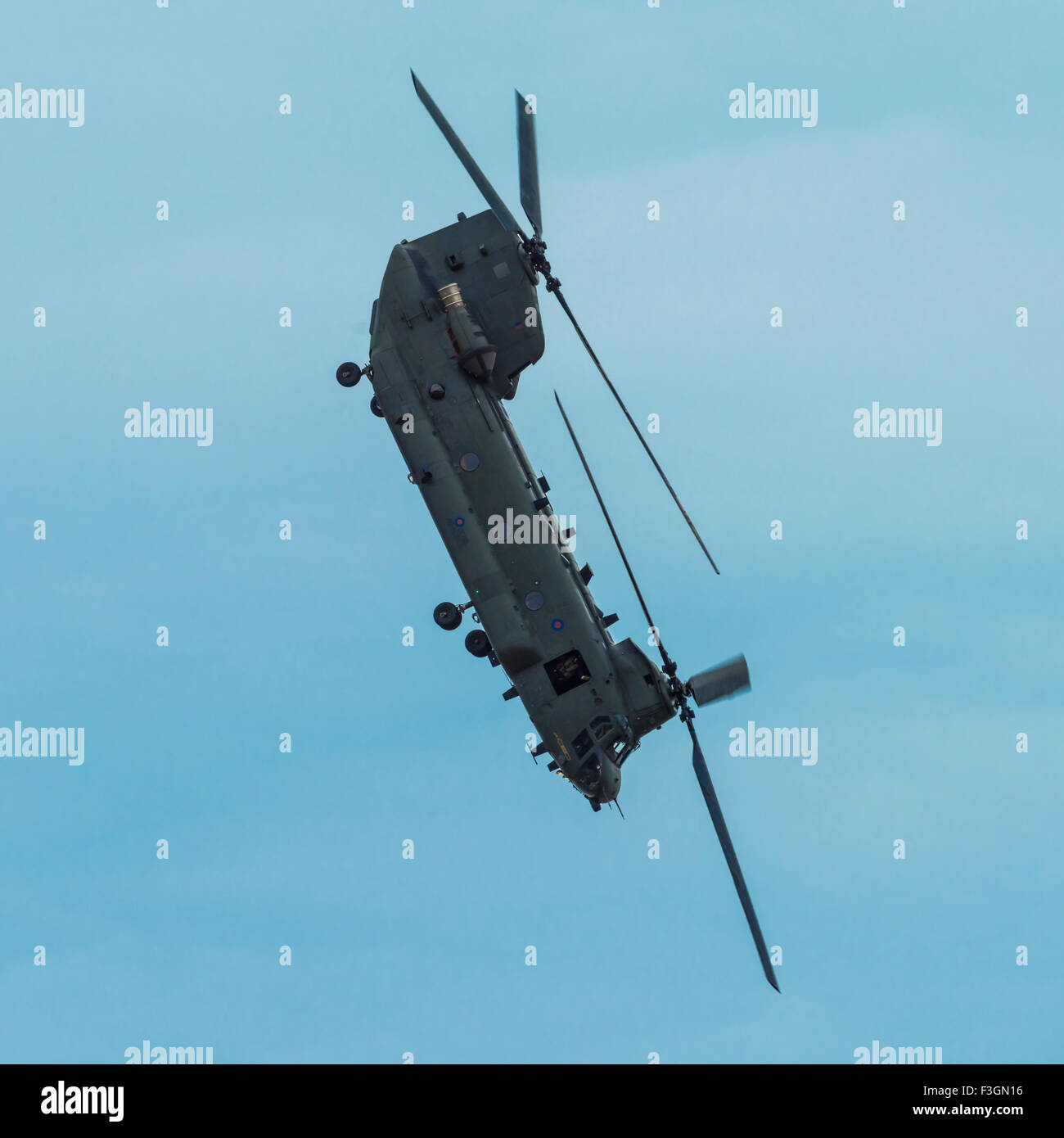 RAF Boeing Chinook HC4 heavy lift helicopter flying at Clacton airshow ...