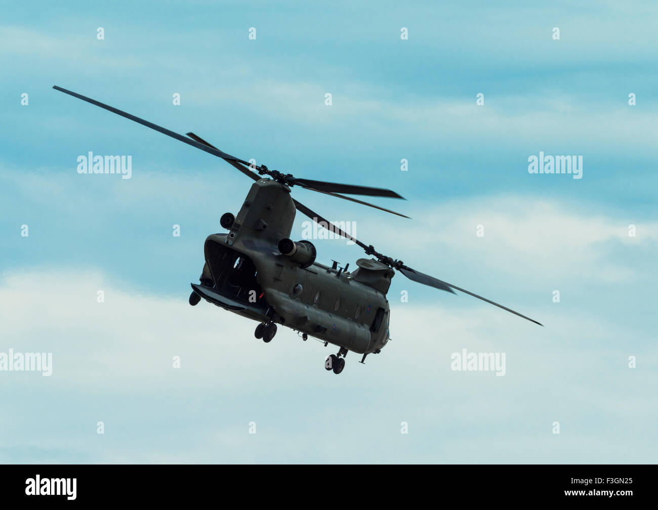 RAF Boeing Chinook HC4 heavy lift helicopter flying at Clacton airshow ...