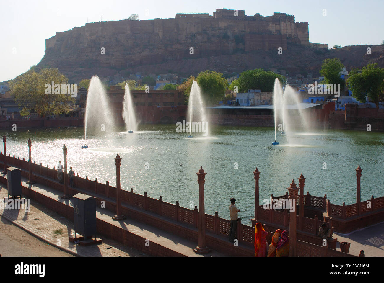 Fountains in pond ; Jodhpur ; Rajasthan ; India Stock Photo - Alamy