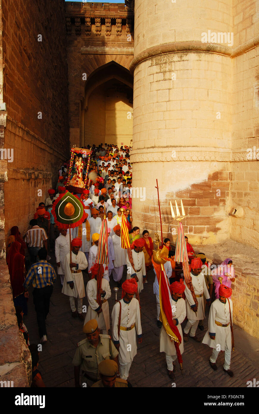 Procession of raj Gangaur (Royal Gangaur) inside Mehrangarh fort ...