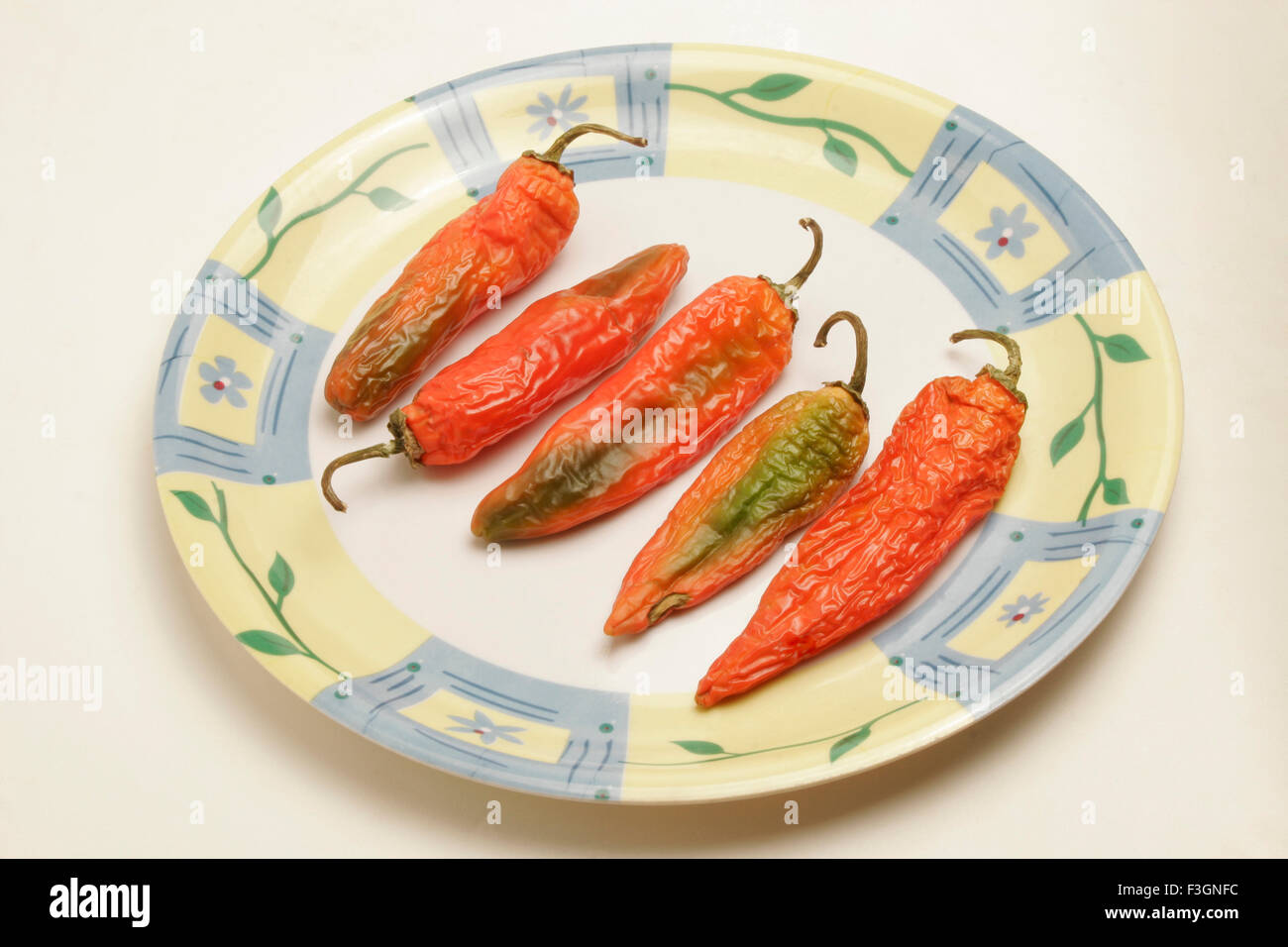 Indian spice in the form of one semi dried red pepper also known as ...