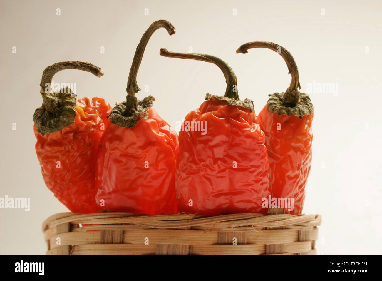 Indian spice in the form of one semi dried red pepper also known as ...