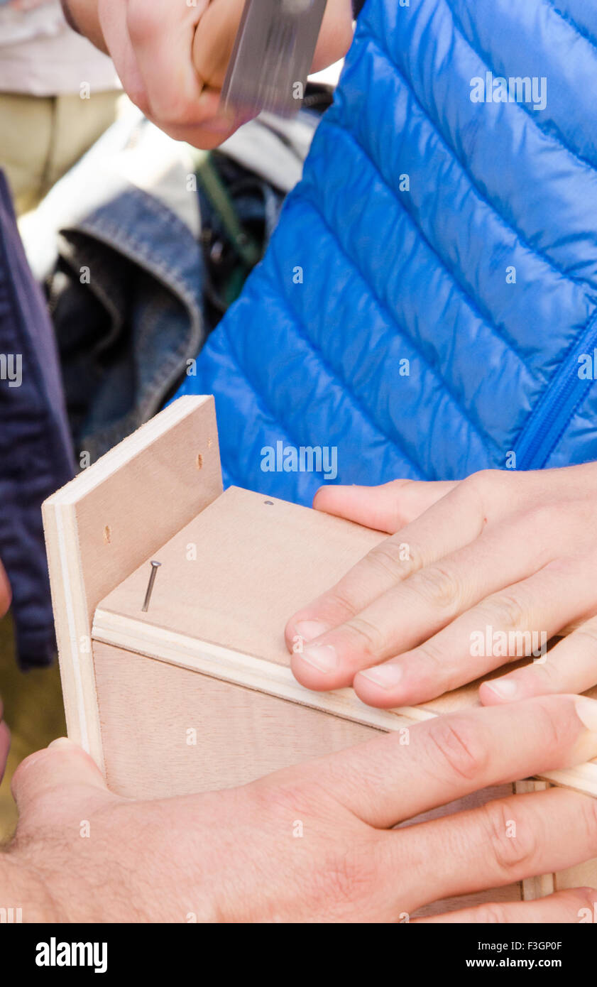 Hand holding hammer nail hi-res stock photography and images - Alamy