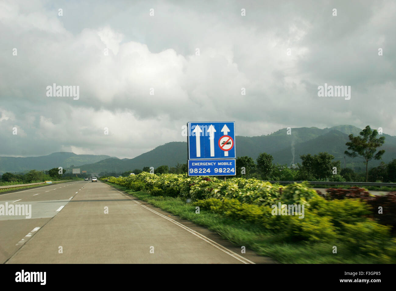 Monsoon view of Mumbai Pune expressway ; Maharashtra ; India Stock ...