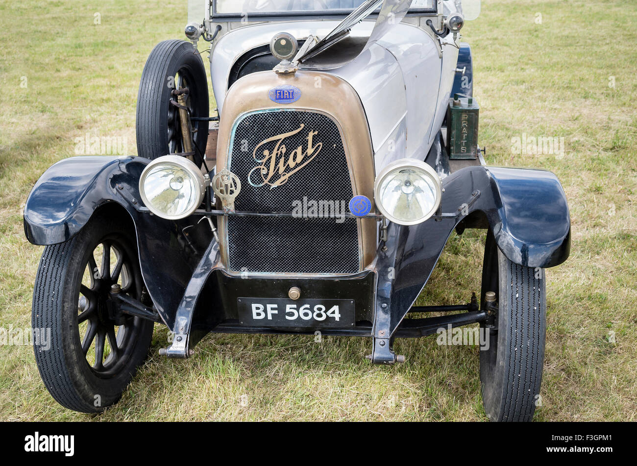 Front of old FIAT open sports car showing radiator Stock Photo - Alamy