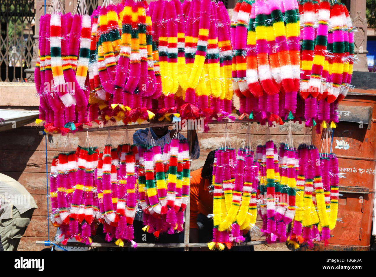 Silk garland for sale, Jodhpur, Rajasthan, India, Asia Stock Photo - Alamy