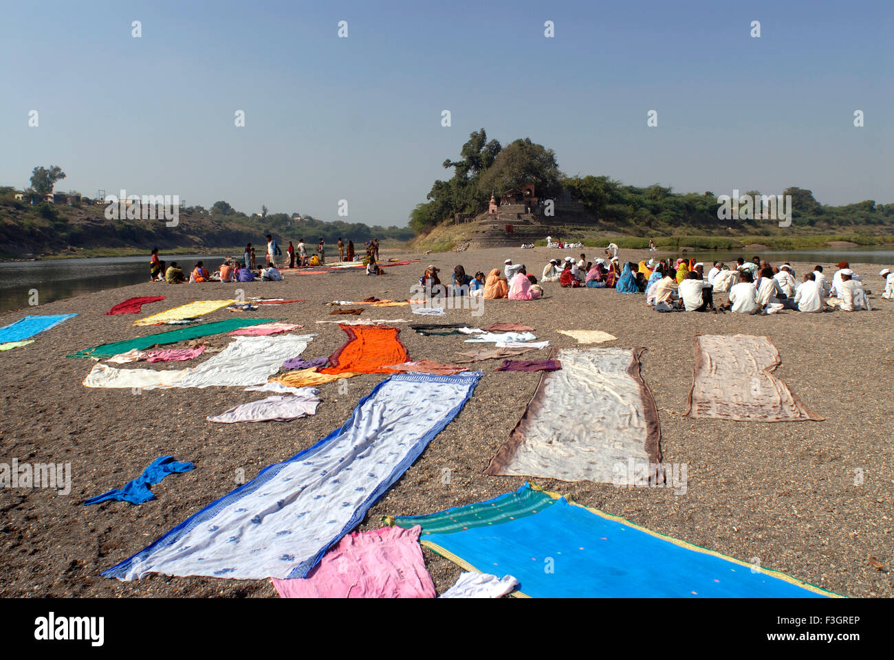 Religious ritual place on the shore of two river meet river Bhima and ...