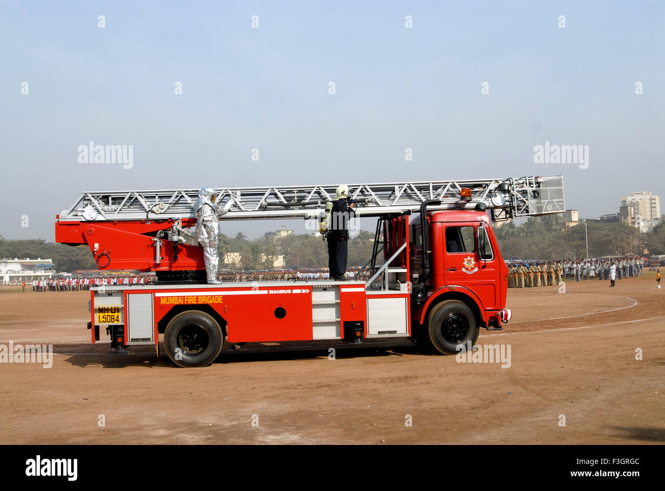Fire engine at the time of republic days parade ; Bombay Mumbai ...