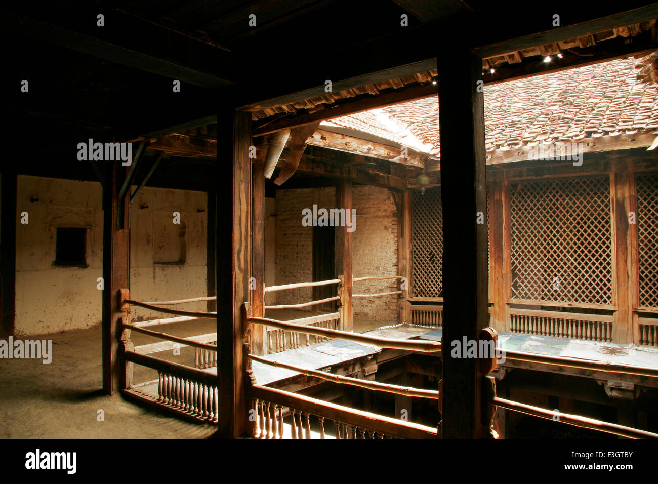 Interior of old heritage architectural structure called Wada of Nana ...