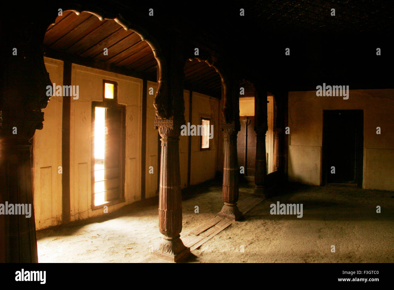 Interior of old heritage architectural structure called Wada of Nana ...