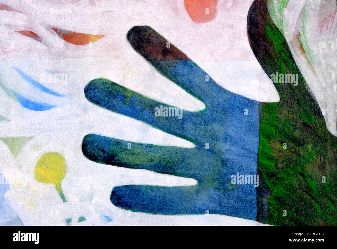 Five fingers acrylic colors on handmade paper Stock Photo - Alamy
