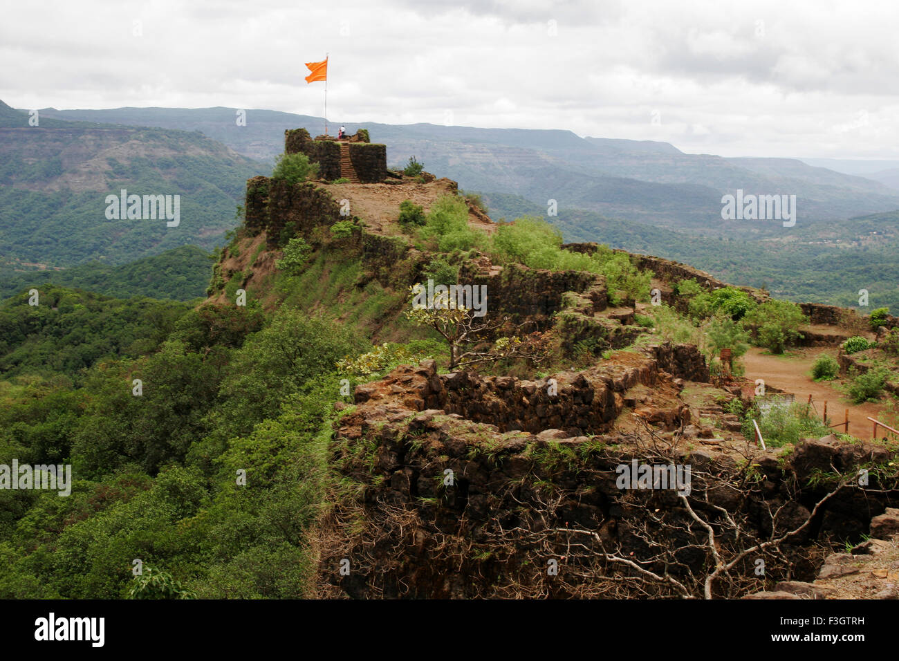 Pratapgad massive fort situated in Sahyadri mountain range in the ...