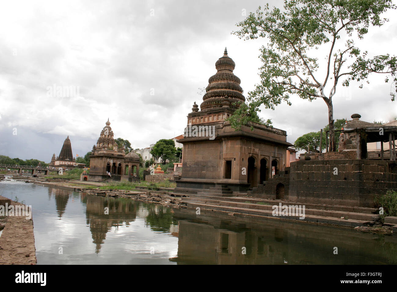 Ancient temples built in the 18th century on the banks of river Krishna ...