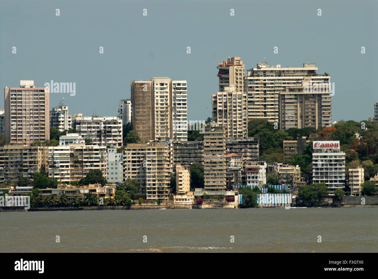 High rise buildings at Arabian sea ; Bombay Mumbai ; Maharashtra ...