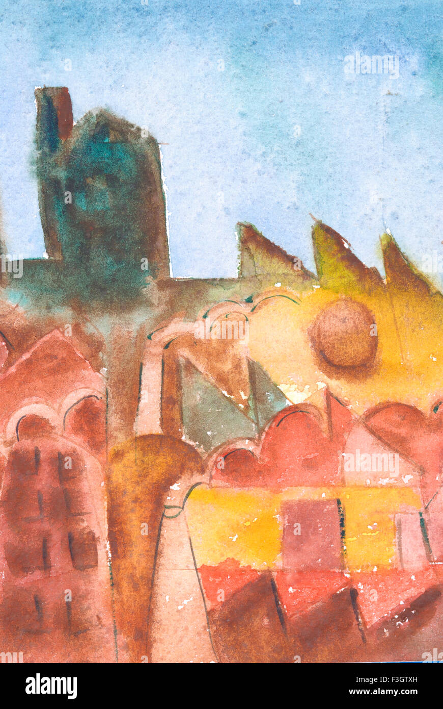 Watercolor cityscape hi-res stock photography and images - Alamy