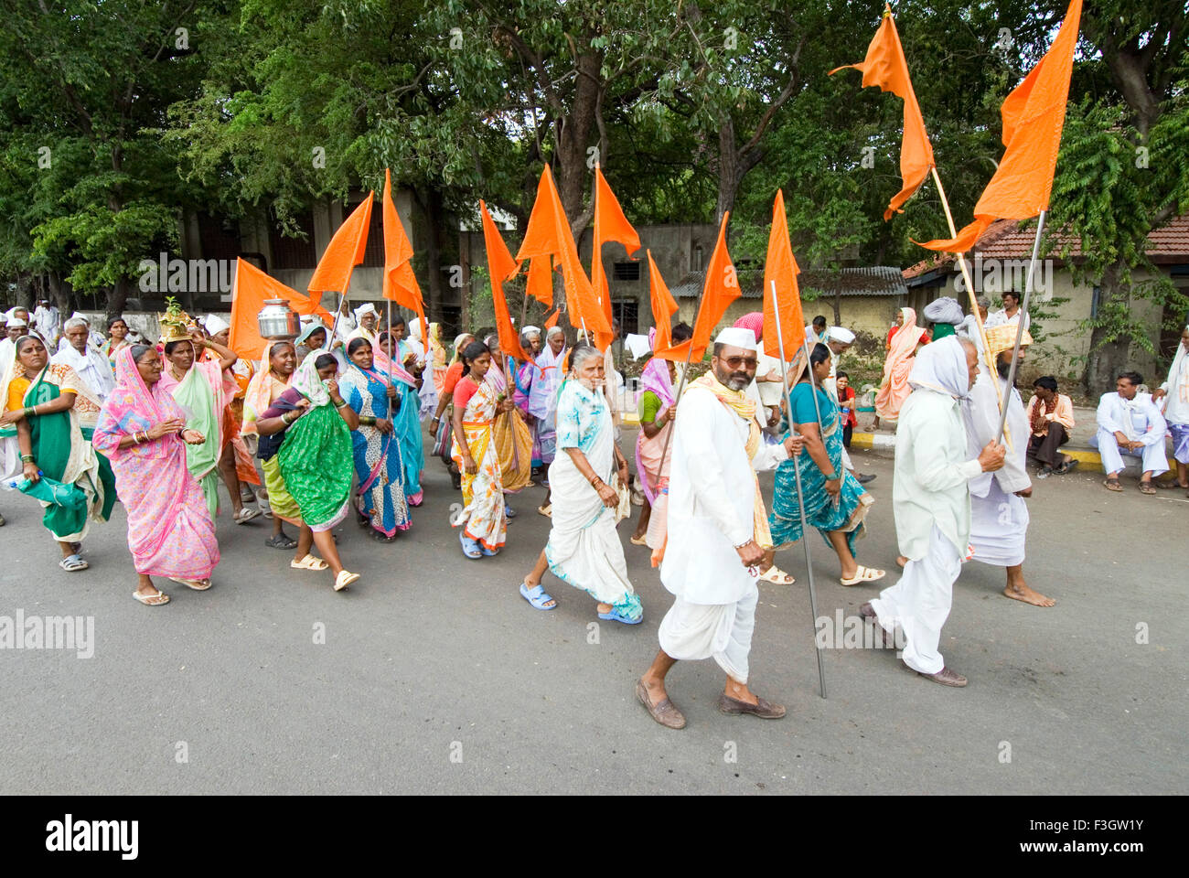 Group of village people on pilgrimage of vari ; procession from Alandi ...