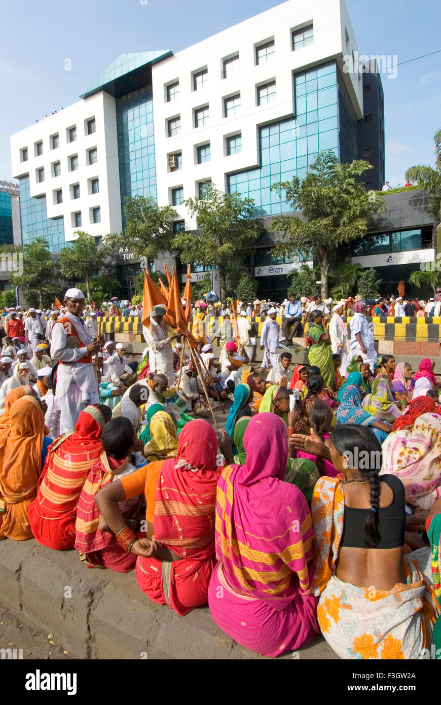 Group of village people on pilgrimage of vari ; procession from Alandi ...
