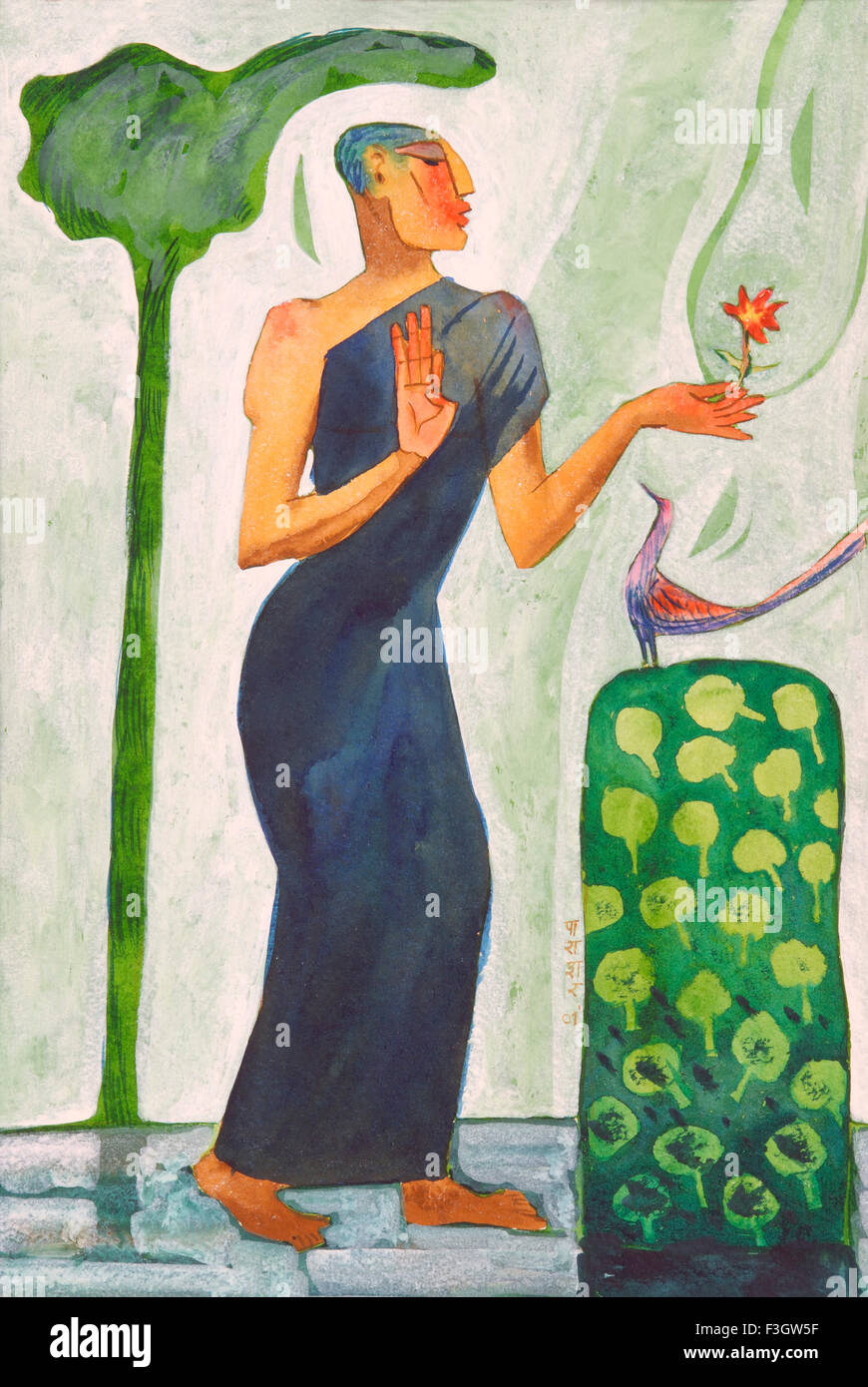 Flower and bird painting hi-res stock photography and images - Alamy