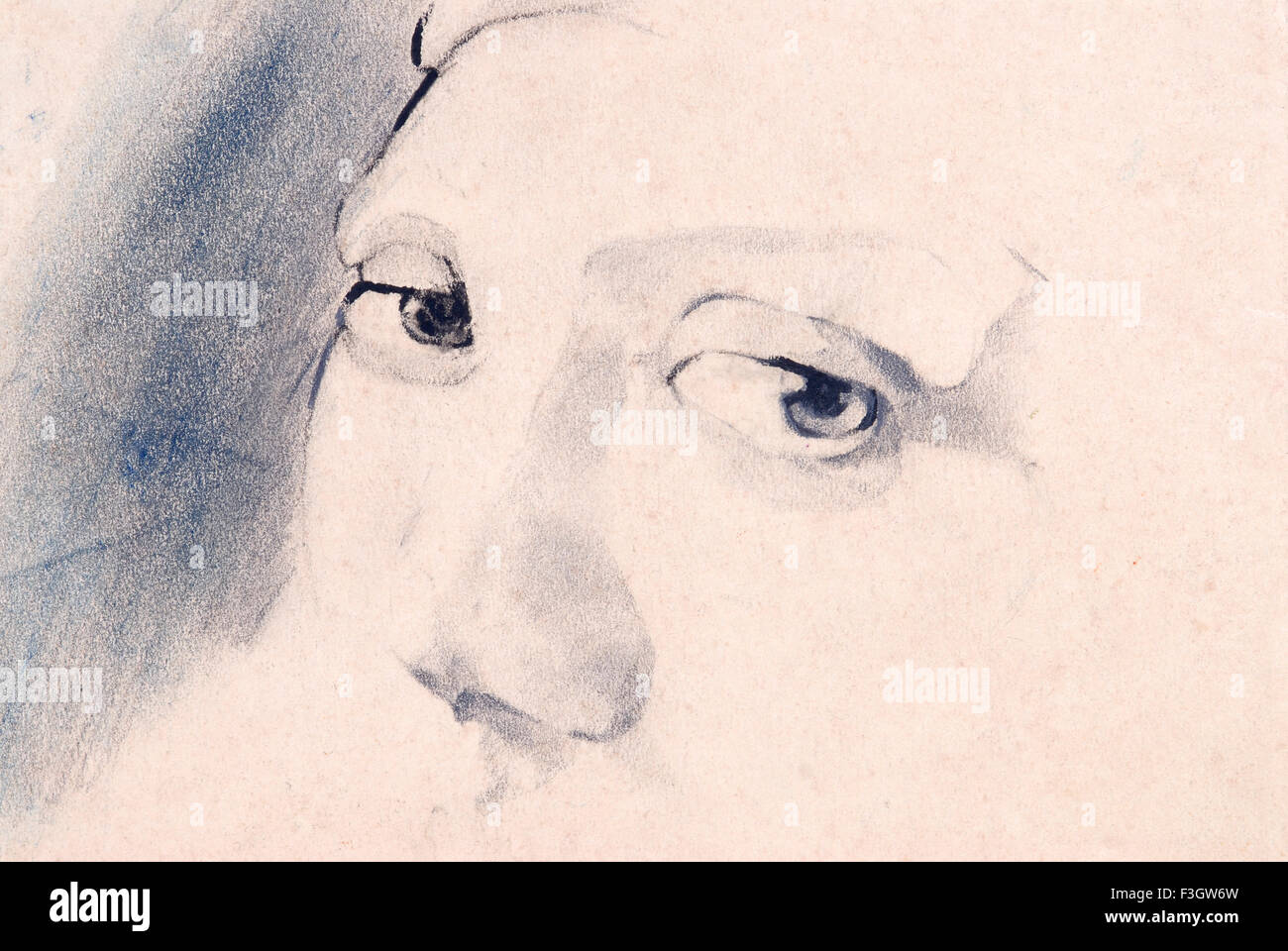 Eyes study drawing in charcoal Stock Photo - Alamy