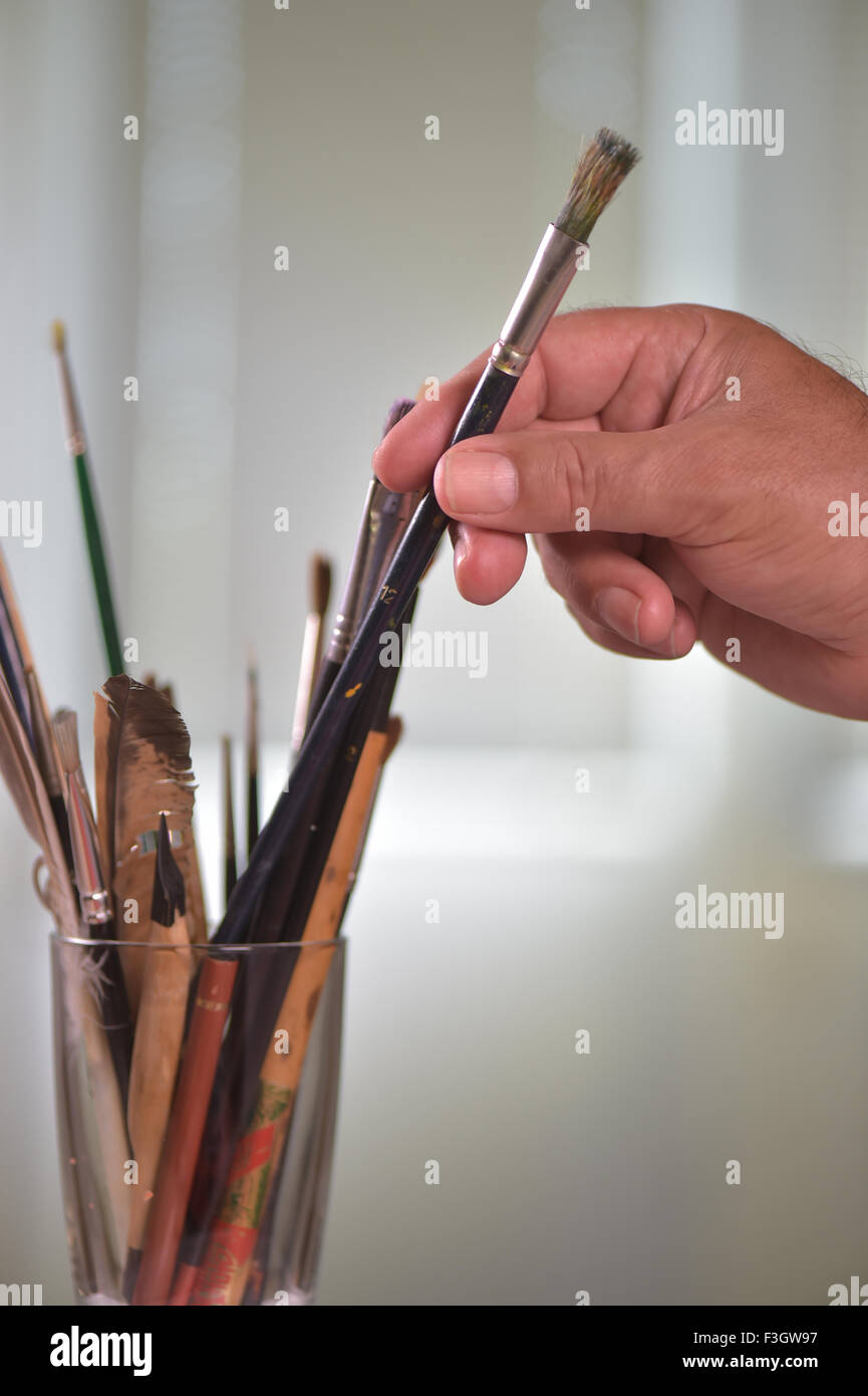 Old paint in paper pot hi-res stock photography and images - Alamy