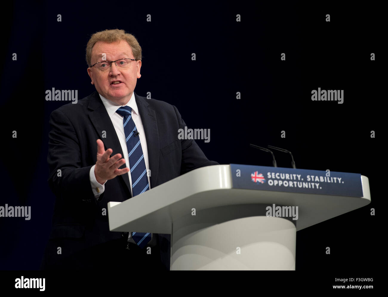 Manchester, UK. 7th October 2015. The Rt Hon David Mundell MP ...