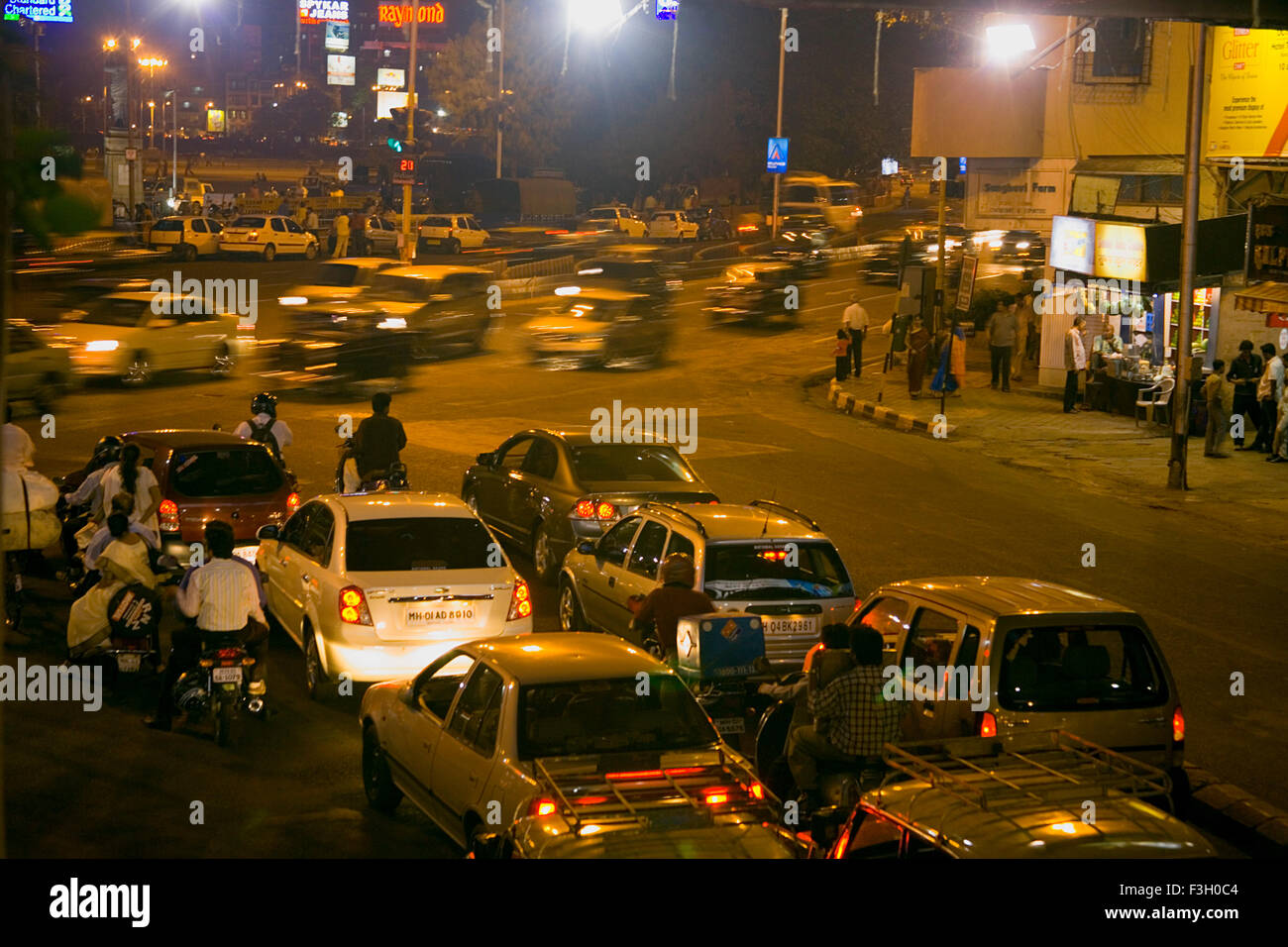 Night view of girgaum chowpatty ; Mumbai Bombay ; Maharashtra ; India ...