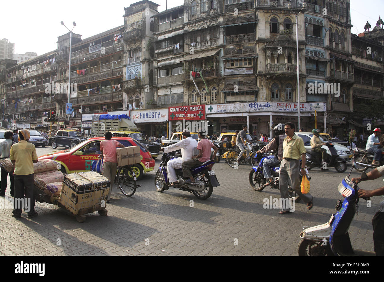 Scene on Maulana Shaukatali road ; Grant road ; Bombay now Mumbai ...