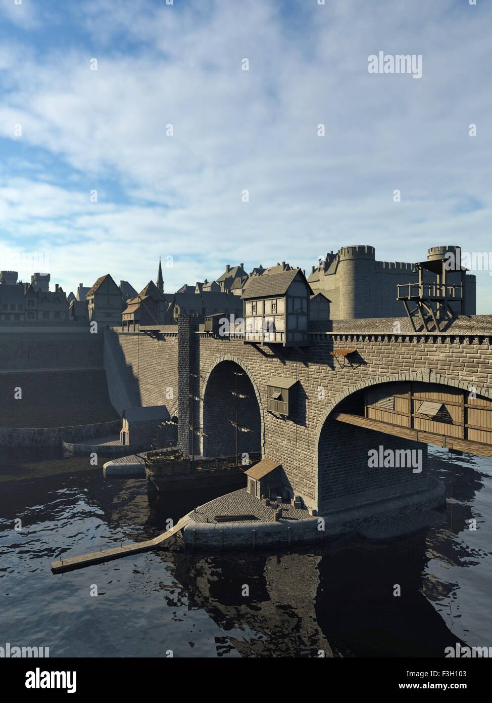 Medieval Bridge and Old Town with Castle Stock Photo - Alamy