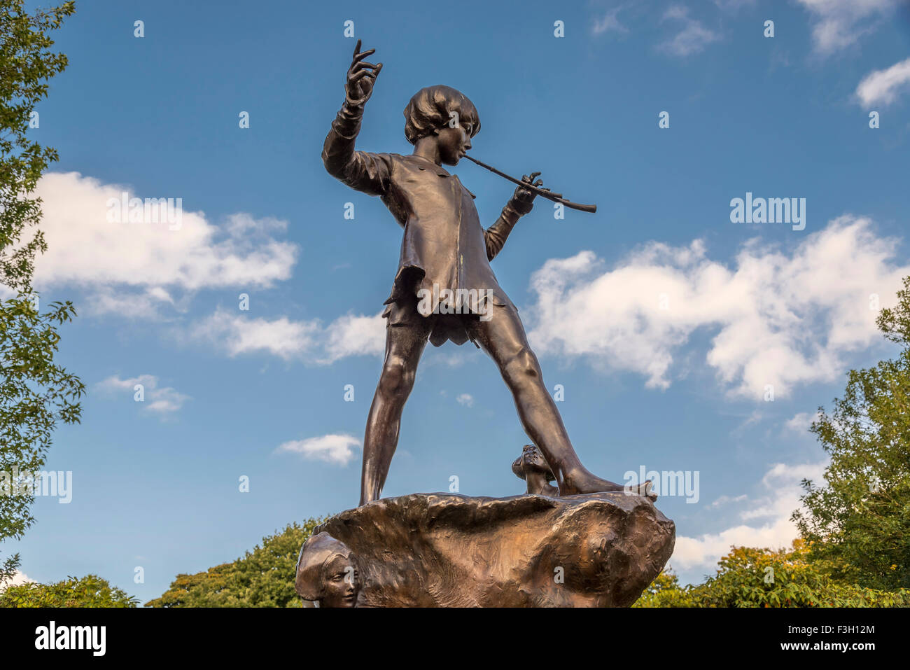 The Peter Pan statue in Sefton Park Liverpool. Merseyside North West ...