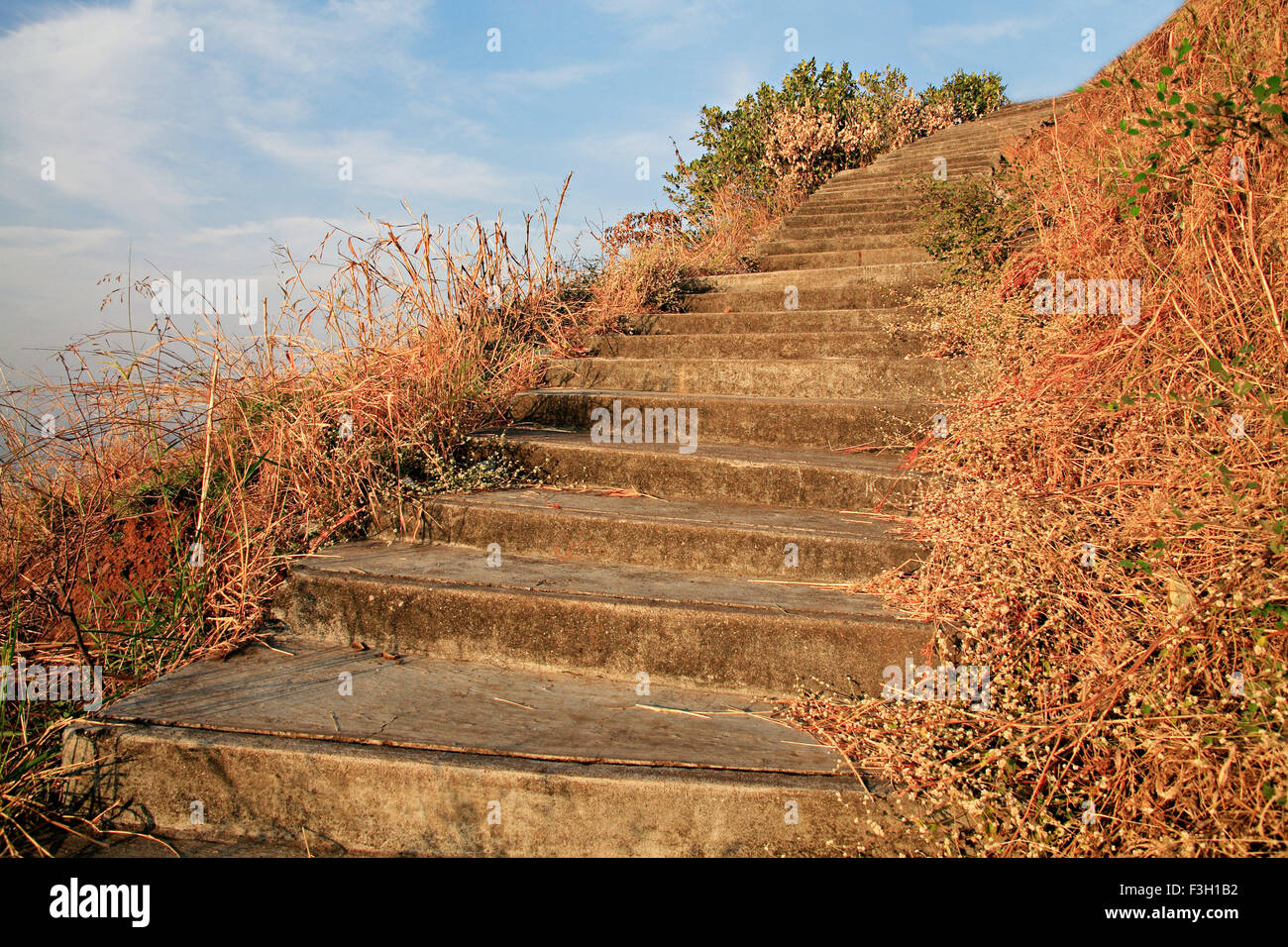 Steps at Jivdani Mandir temple on top of the hill ; Bombay now Mumbai ...