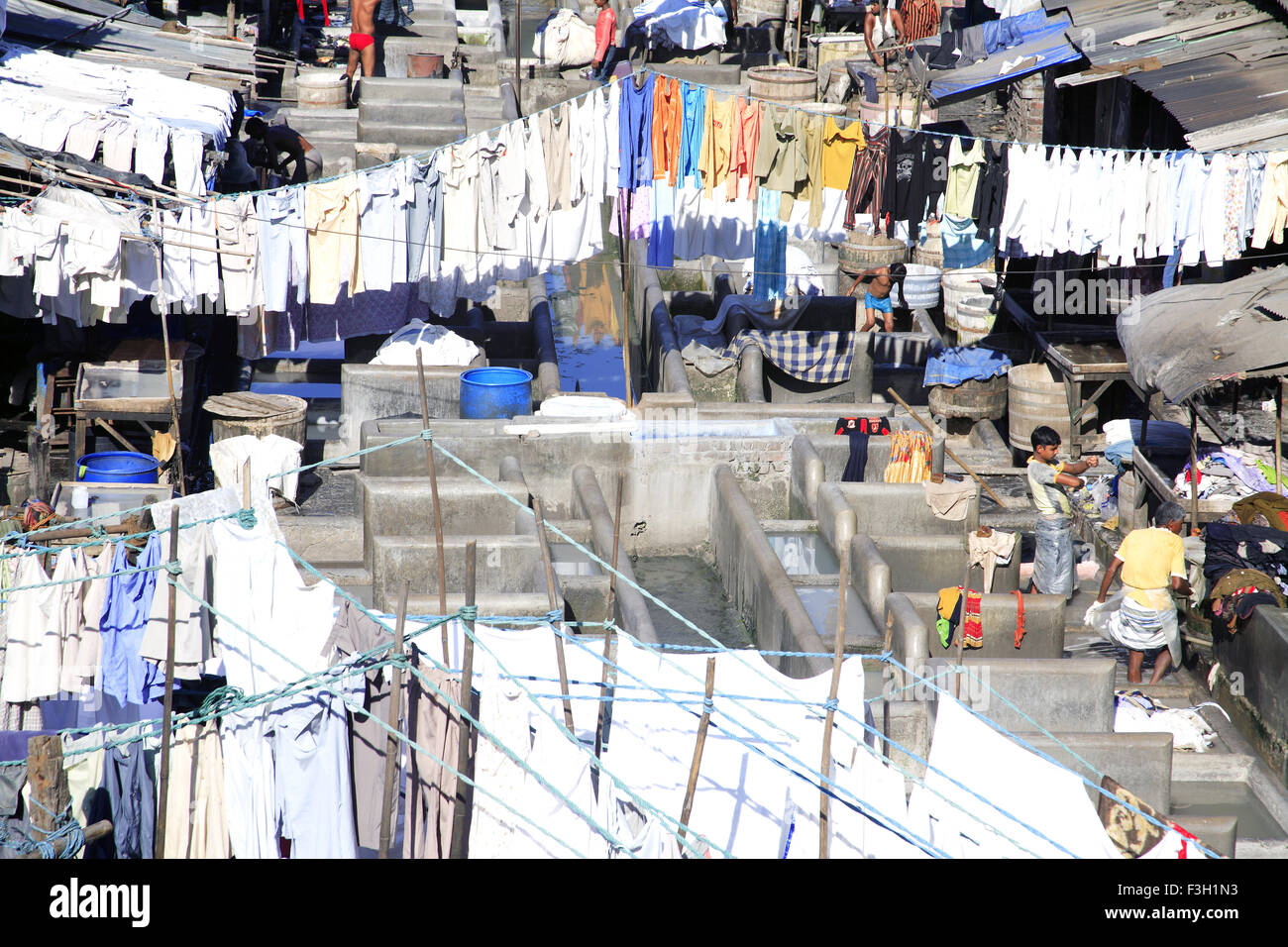 Dhobi Ghat ; open laundry run by Mumbai Municipal Corporation Washer ...