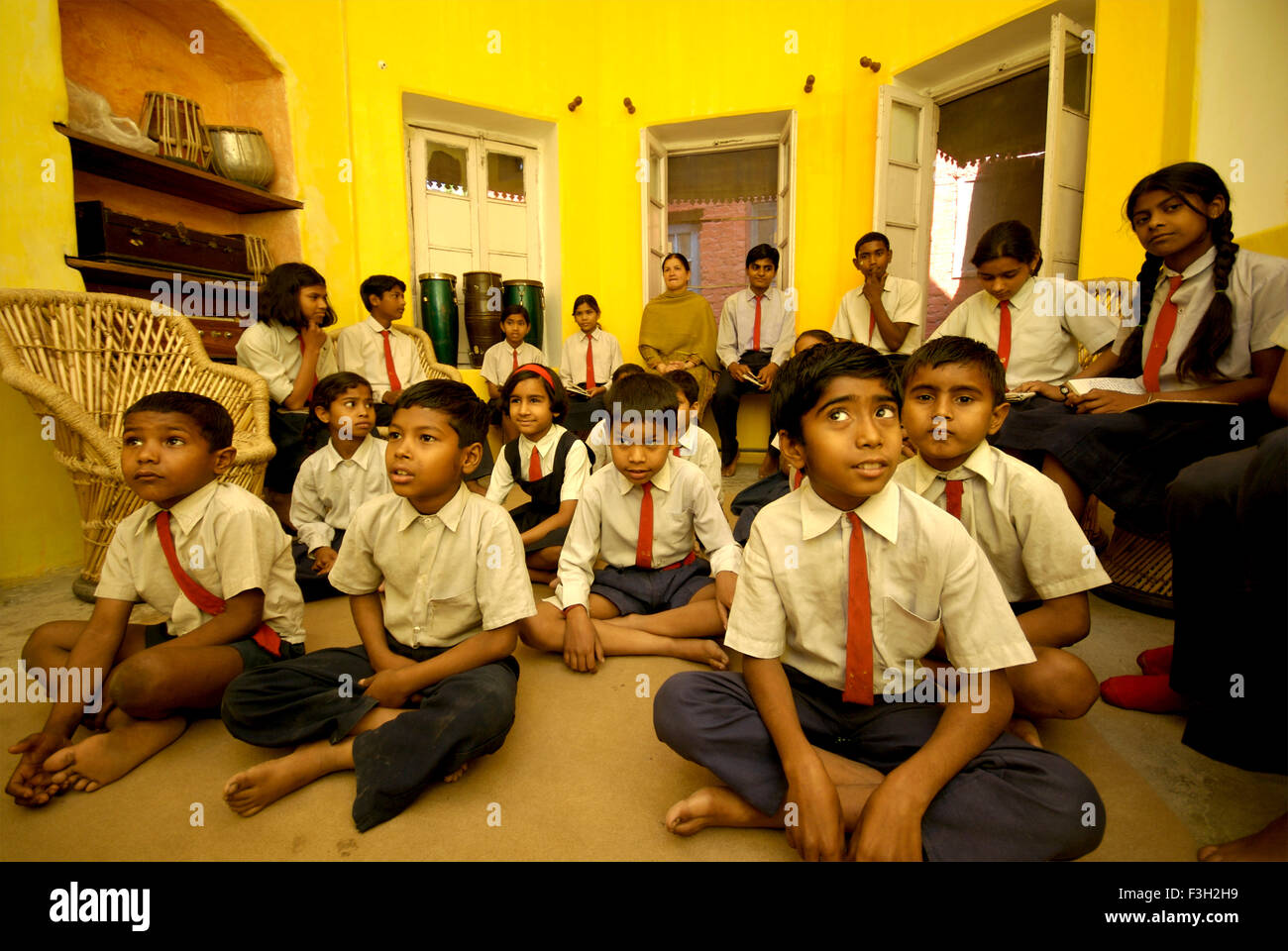 Children listening to music ; Nanhi Dunya school ; Doon School ...