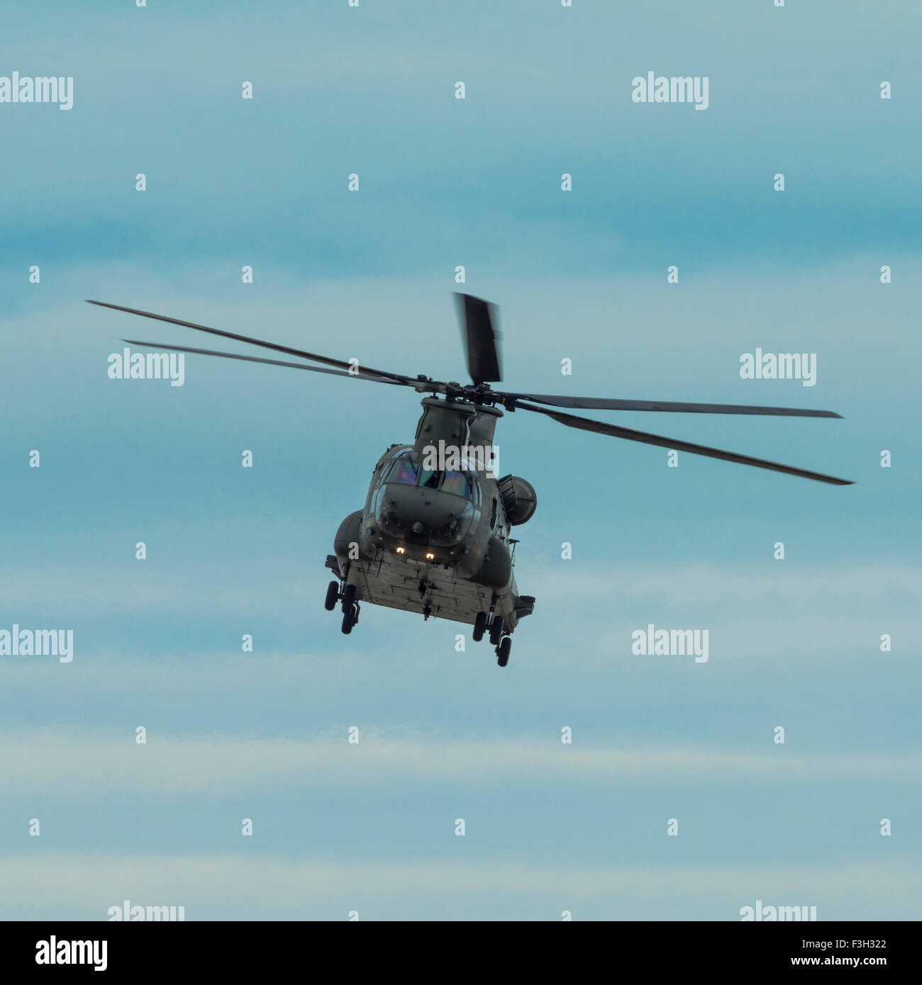 RAF Boeing Chinook HC4 heavy lift helicopter flying at Clacton airshow ...