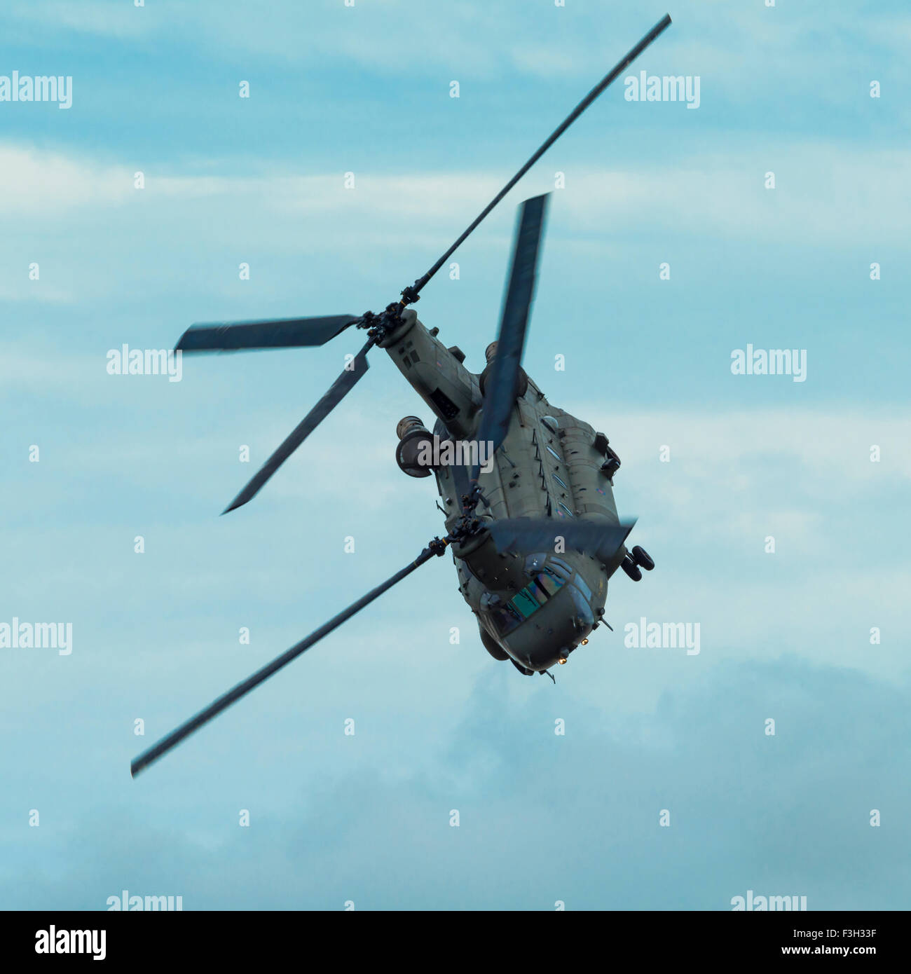 RAF Boeing Chinook HC4 heavy lift helicopter flying at Clacton airshow ...